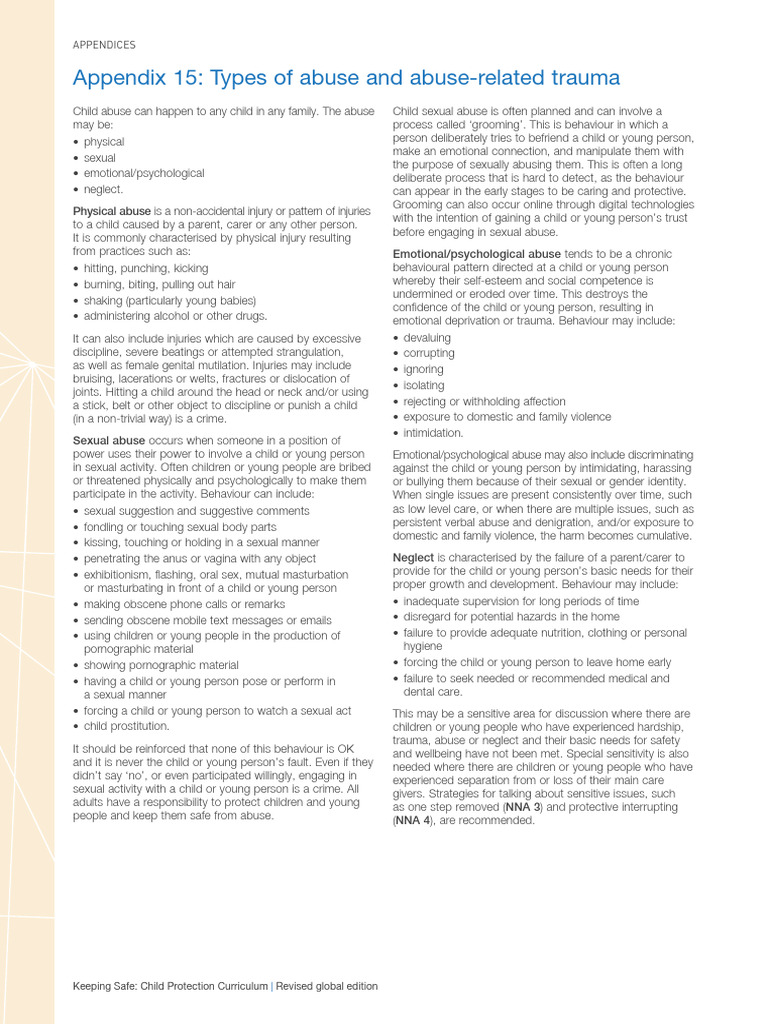 Appendix 15 | PDF | Psychological Abuse | Child Abuse