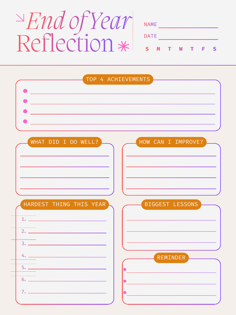 Year-End Reflection Template | PDF