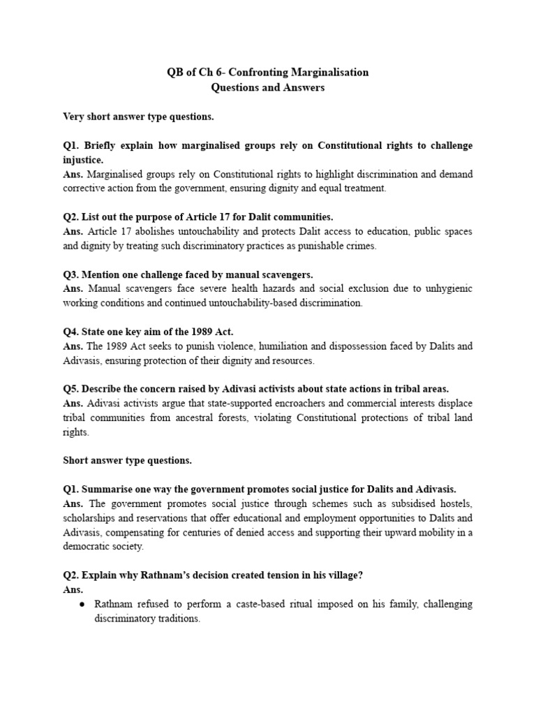 Confronting Marginalisation: Rights & Challenges | PDF | Dalit | Social ...