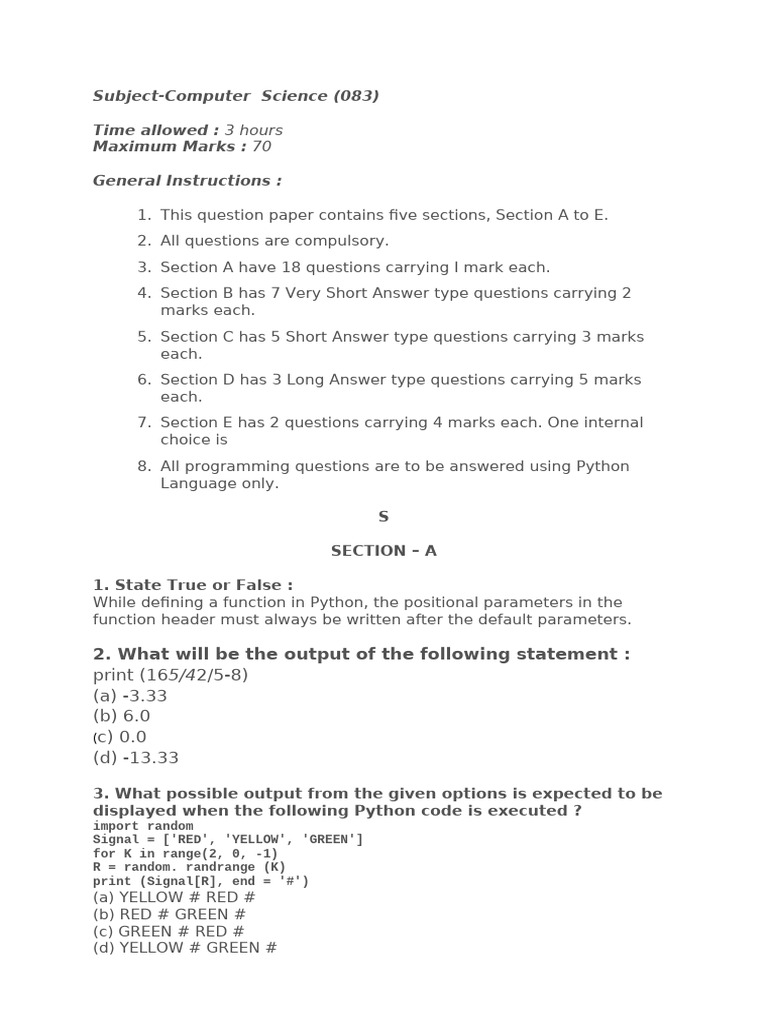 Computer Science Exam Paper (083) | PDF | World Wide Web | Internet & Web