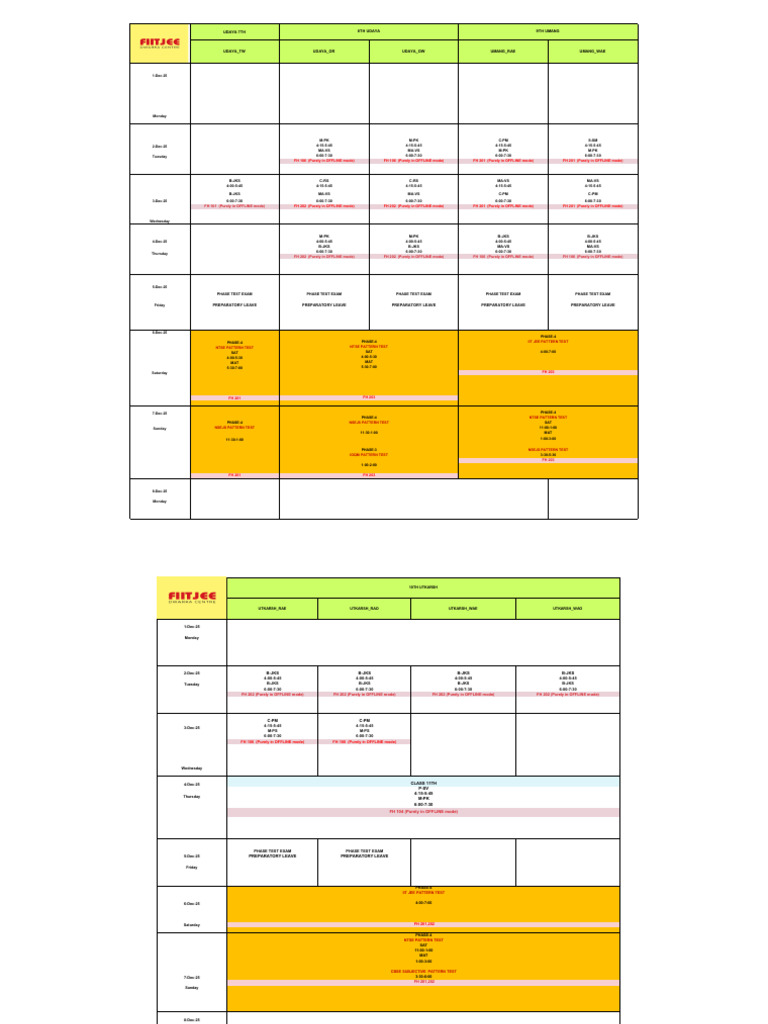 TIMETABLE - 1st December, 2025 to 7th December,2025 | PDF | Trigonometric Functions | Chemistry