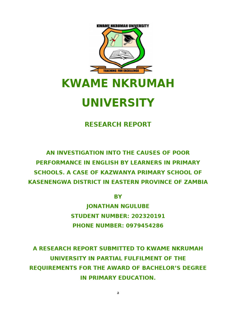 Mr. Ngulube Research Report | PDF | English As A Second Or Foreign ...