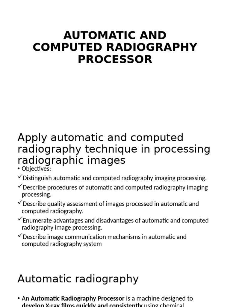 1. Automatic and Computed Radiography Processor | PDF | Radiography ...