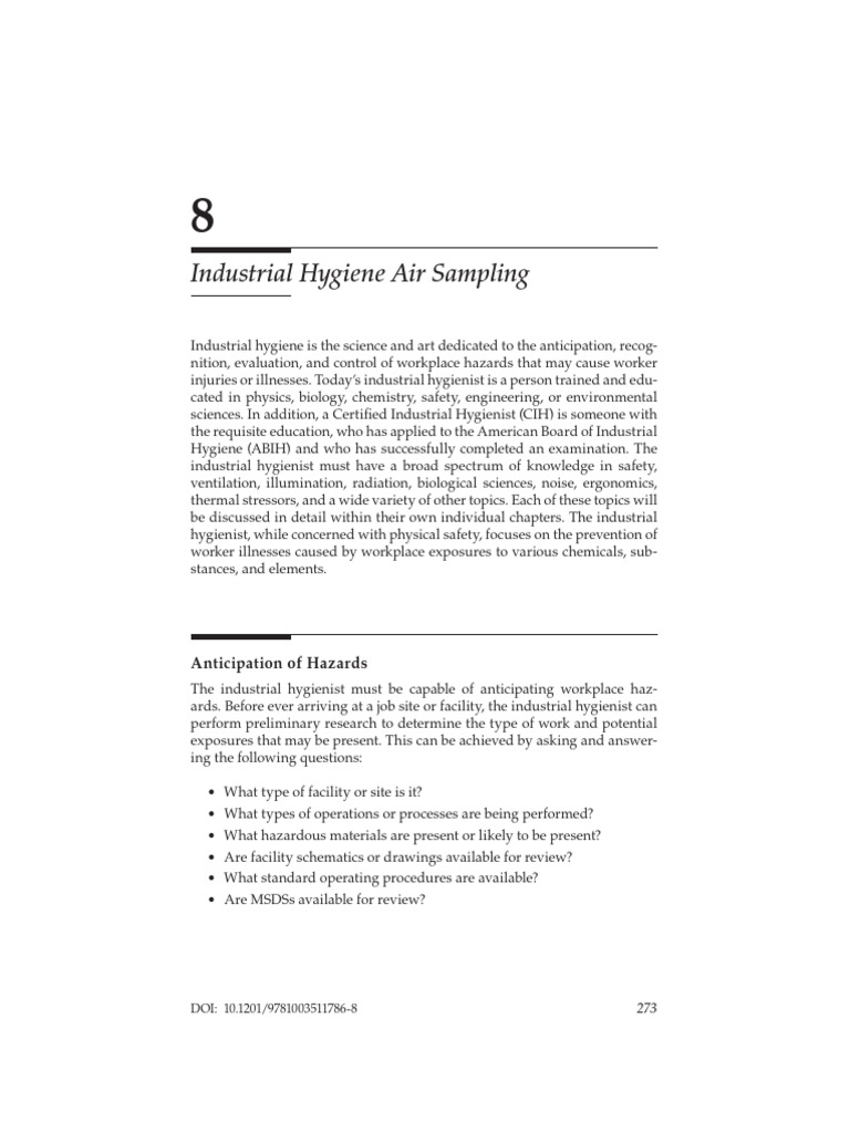 Industrial Hygiene Air Sampling Guide | PDF | Occupational Hygiene ...