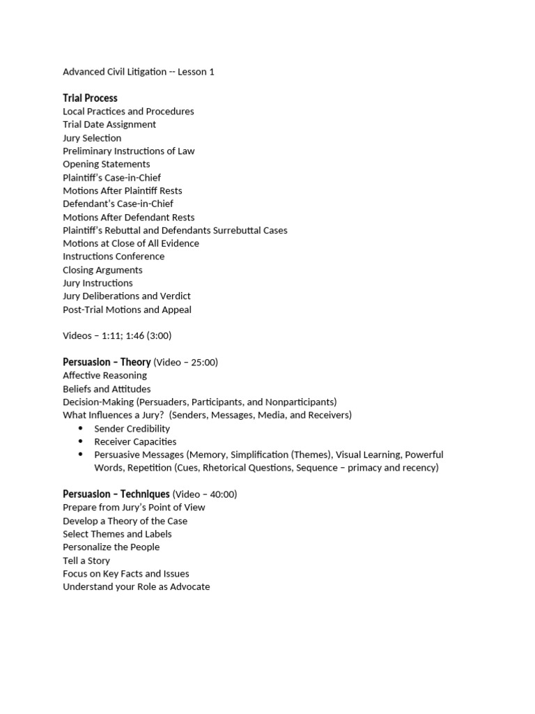 Civil Litigation Trial Process Guide | PDF