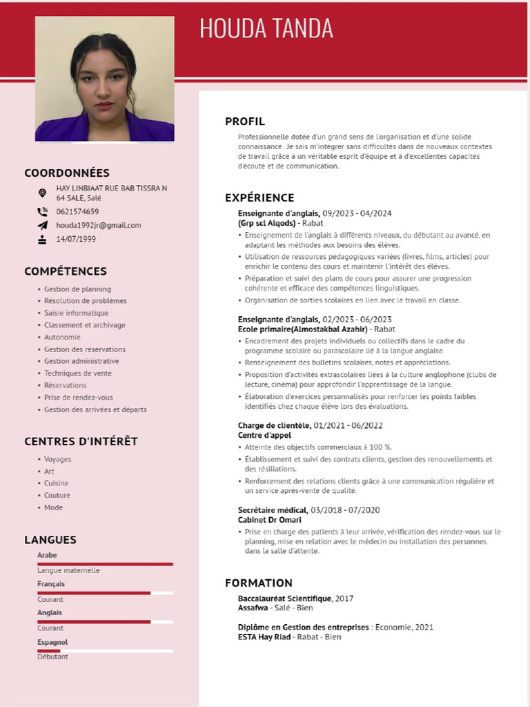 Cv Houda Tanda | PDF