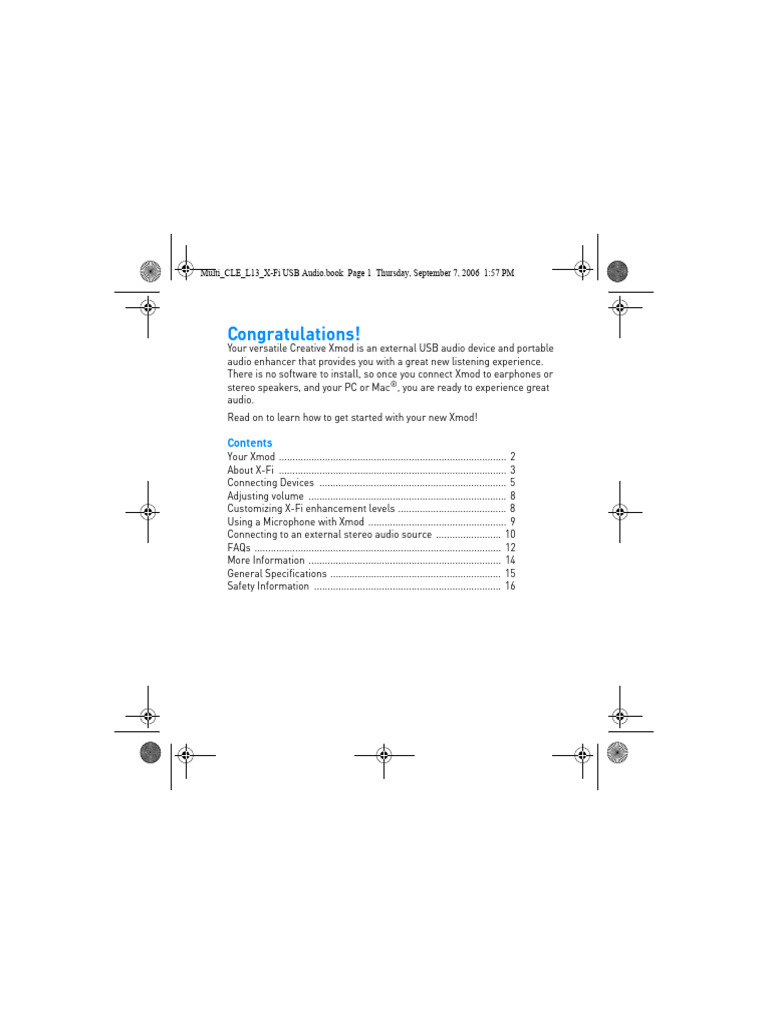 Creative XMod Quickstart Multilingual | PDF | Headphones | Electronics