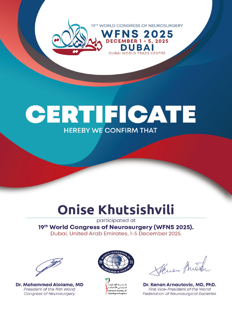 WFNS - Congress 2025 - Certificate of Attendance | PDF