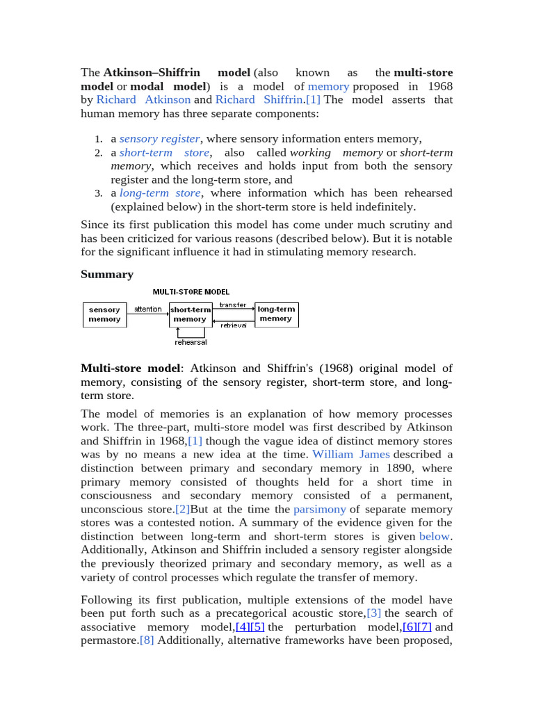 The Atkinson-Shiffrin Model | PDF | Memory | Brain