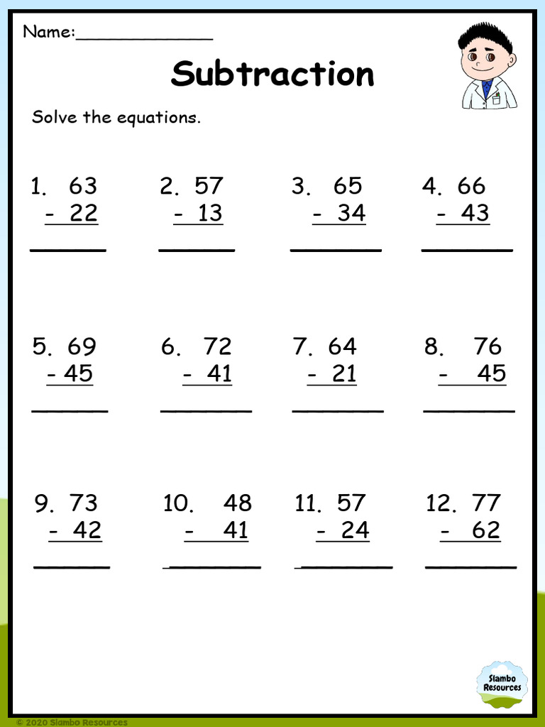 Grade 2 Subtraction Worksheet 17 | PDF