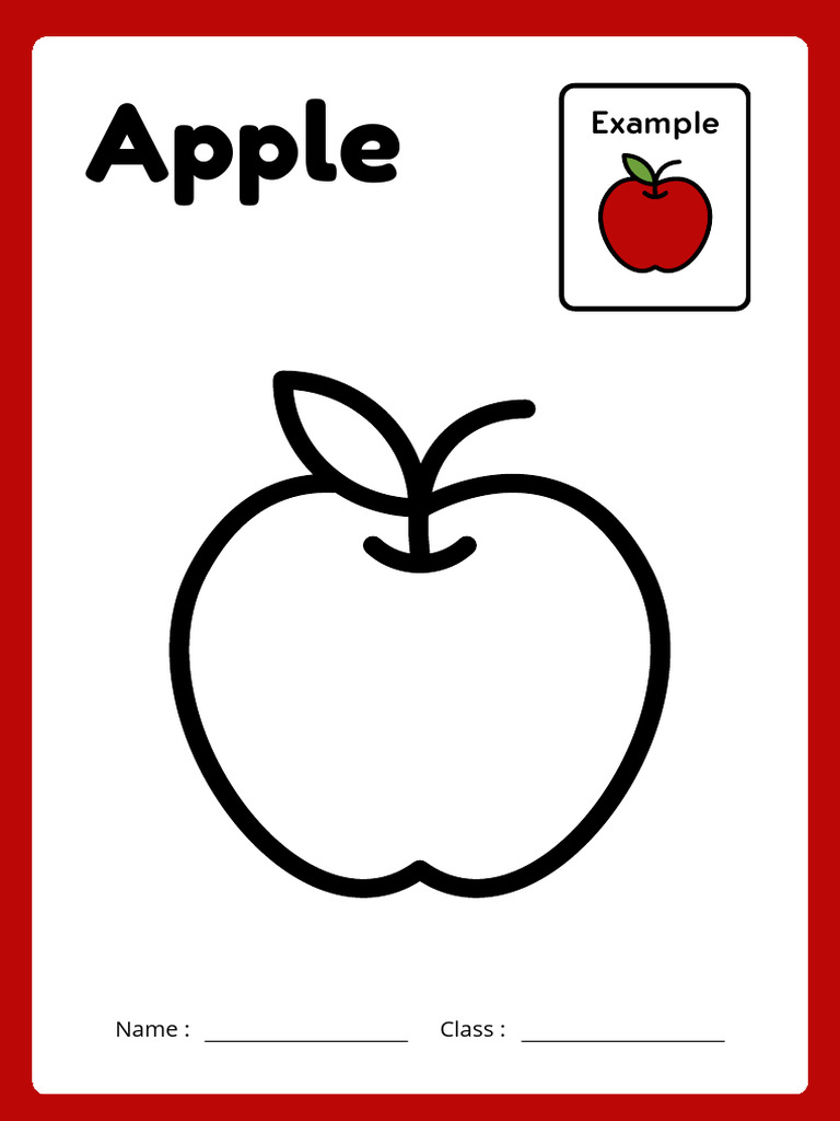 Coloring Fruits Worksheet in Red Flat Illustrative Style | PDF