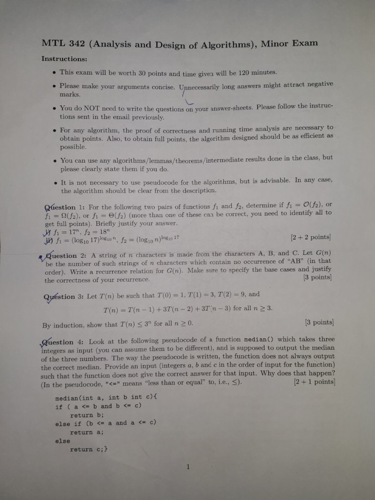 Minor MTL342 | PDF | Mathematics | Applied Mathematics