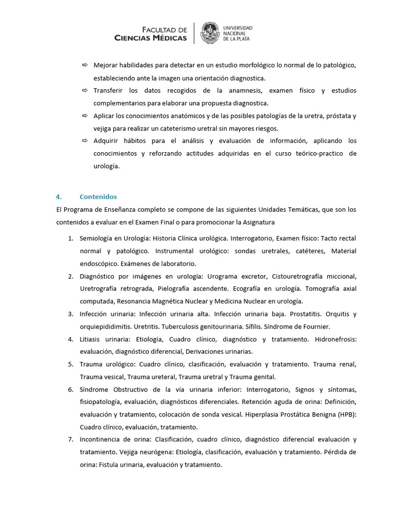 Programa Final Urologia | PDF | Urología | Infección del tracto urinario