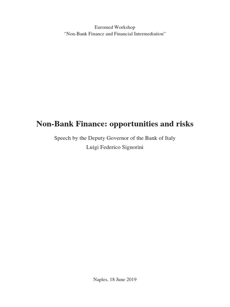 Non-Bank Finance Opportunities and Risks | PDF | Macroprudential ...