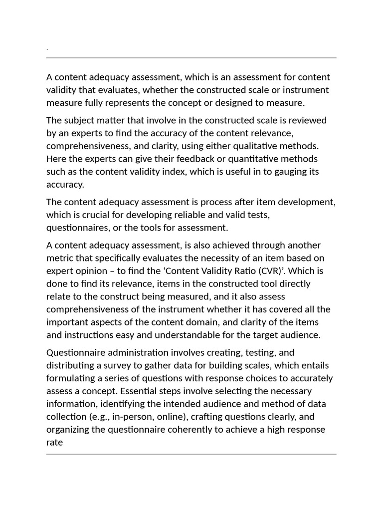 Content Adequacy Assessment Guide | PDF