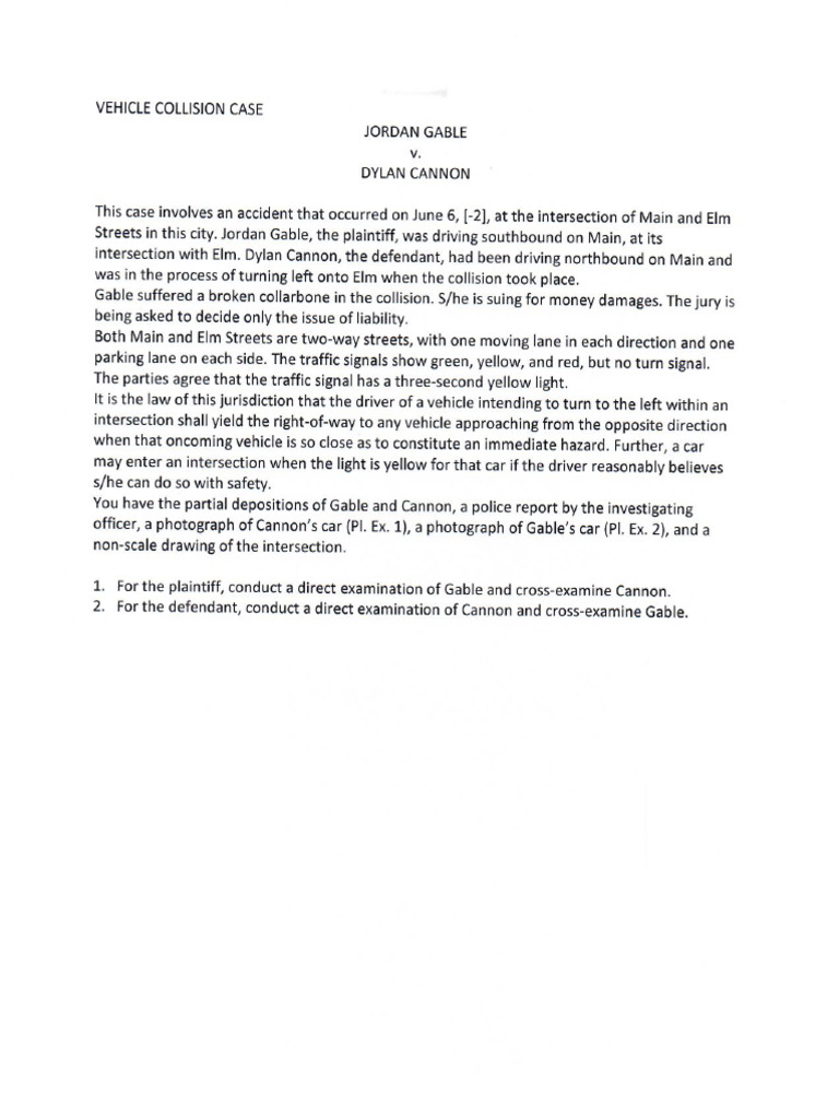 Advanced Civil Litigation Lesson 3, Oral Homework Problem Enclosures ...