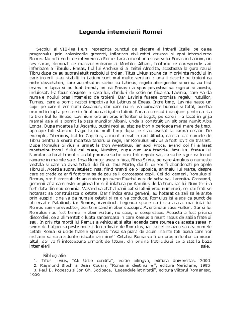 Legenda Intemeierii Romei | PDF