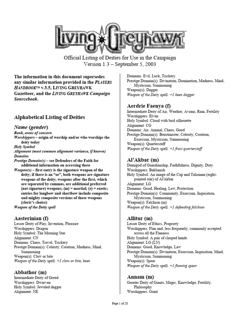 Deity Listings for Campaign Use | PDF | Elf (Dungeons & Dragons)