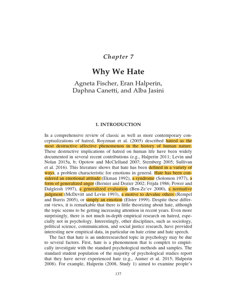 Reading #3 Hate | PDF | Hatred | Hate Crimes