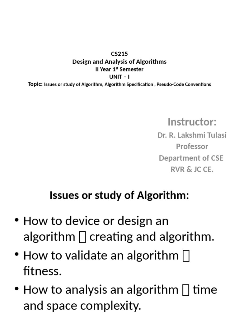 DAA_1.2- Study of Algorithm Psuedo Code | PDF | Data Type | Algorithms
