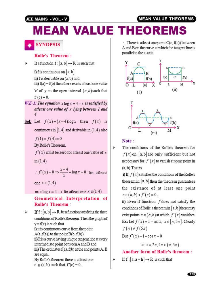 Mean Value Theorem 115-134 | PDF | Mathematical Relations ...