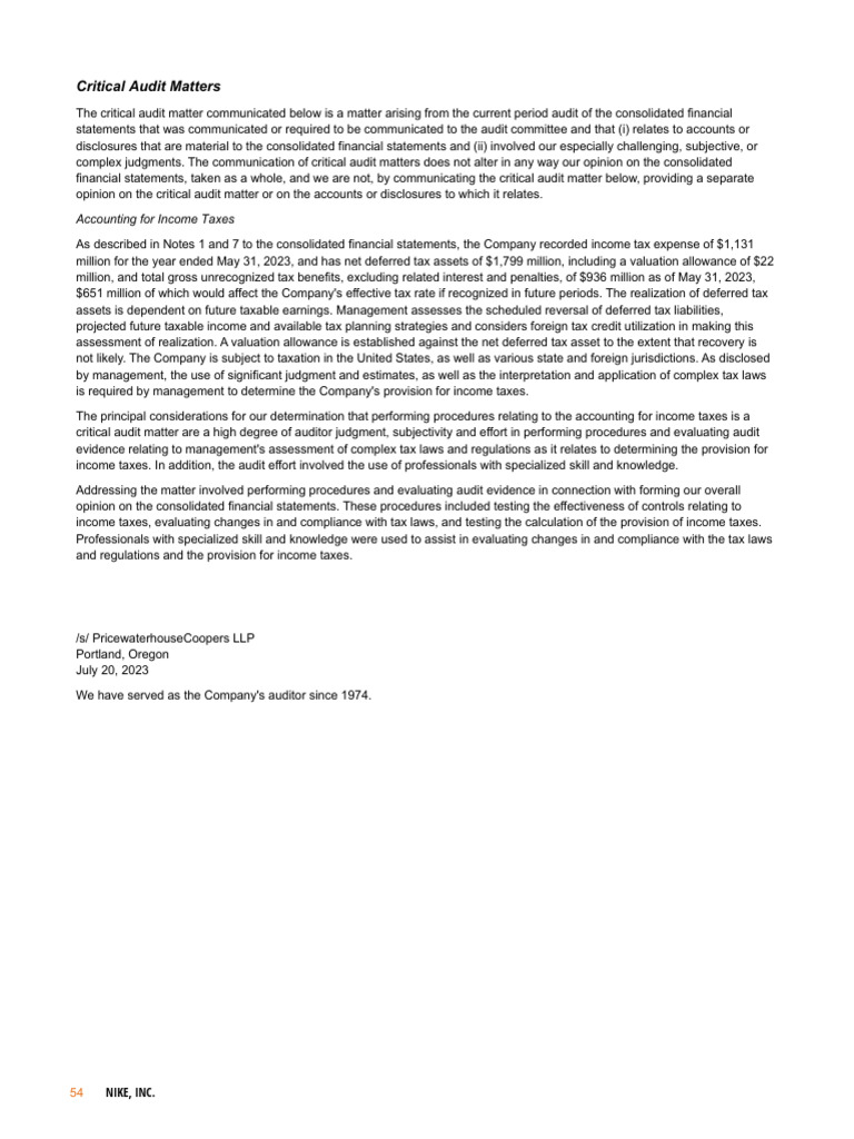 nike 2023..statements | PDF | Equity (Finance) | Deferred Tax