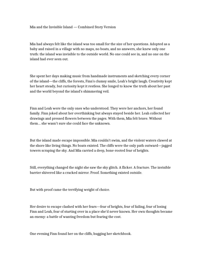 Mia Invisible Island Combined Story | PDF