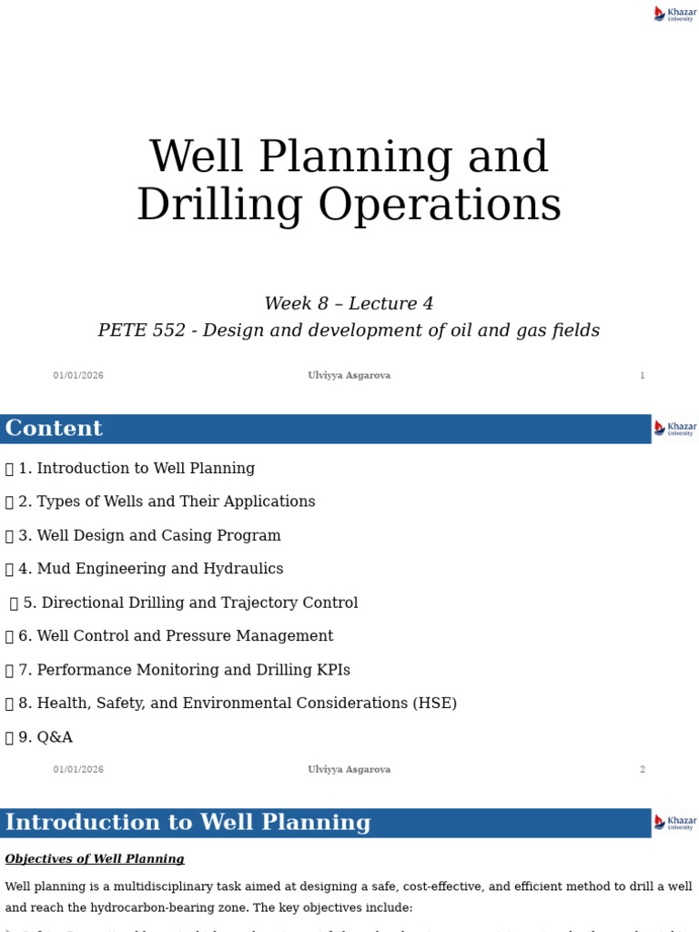 Week 8-Lecture 4 Well Planning and Drilling Operations | PDF | Casing ...