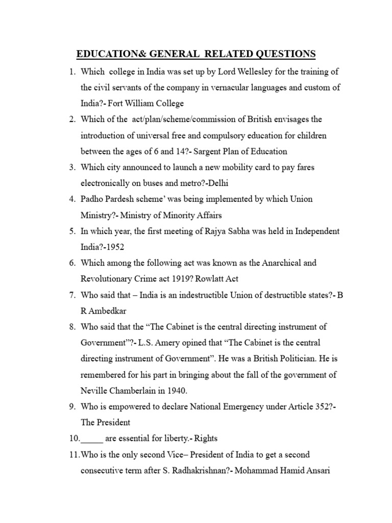 Education Related Questions | PDF