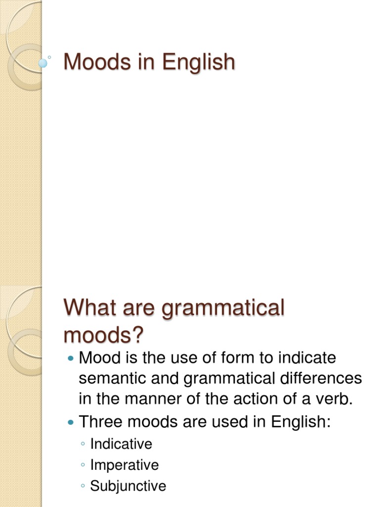 Moods in English | PDF | Onomastics | Grammar
