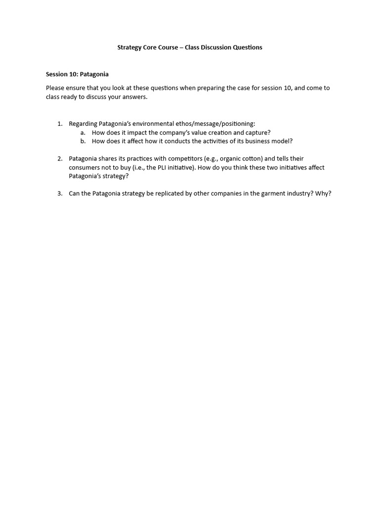 Doc_Strategy Session 10 Discussion Questions_nc | PDF