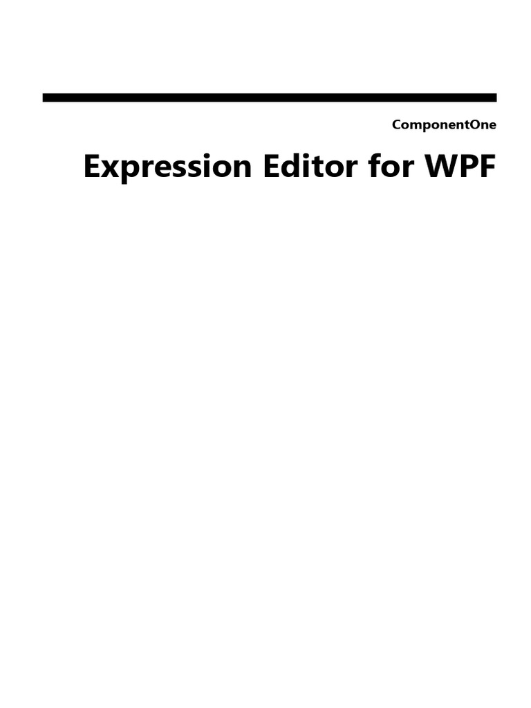 WPF Expression Editor Overview | PDF