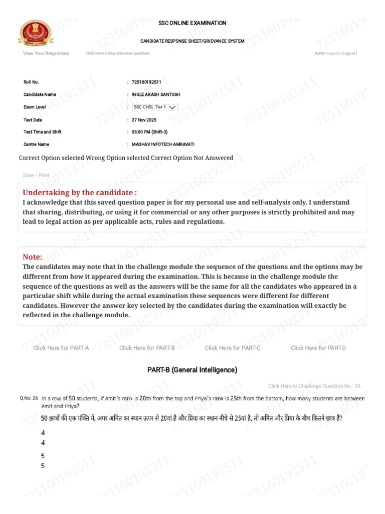SSC CHSL Reasoning Answer Key | PDF | Qualifications | Tests