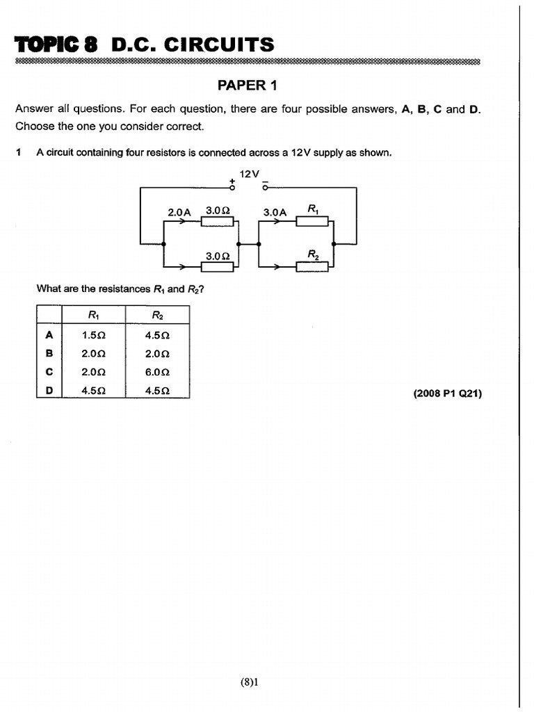 H1 DC Circuits 2007 To 2018 | PDF