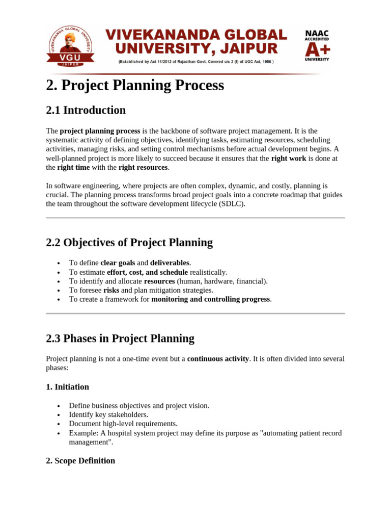 Project Planning in Software Development | PDF | Feasibility Study ...