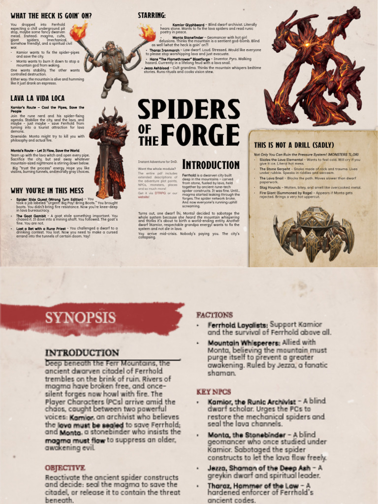 Adventure Kit Spiders of the Forge Week 1 | PDF | Dwarf (Dungeons ...