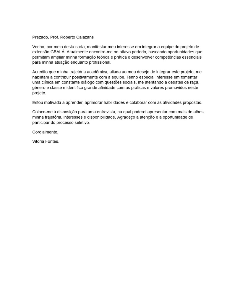 Carta de intenção GBALÁ | PDF