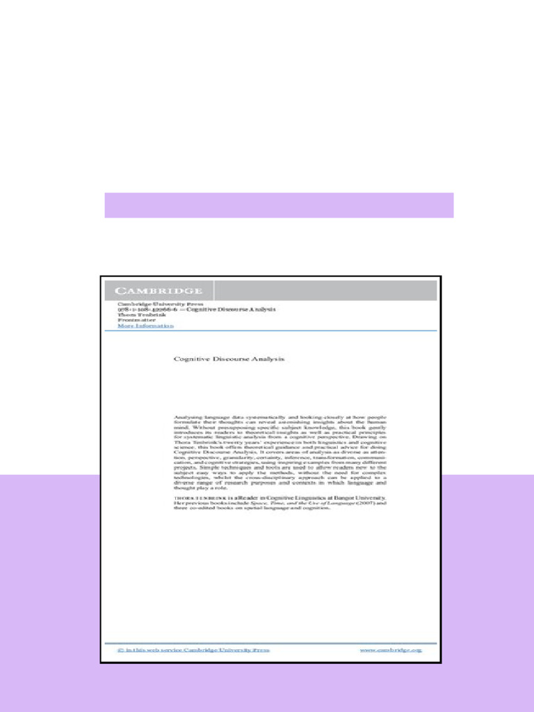 Cognitive Discourse Analysis An Introduction Thora Tenbrink online ...