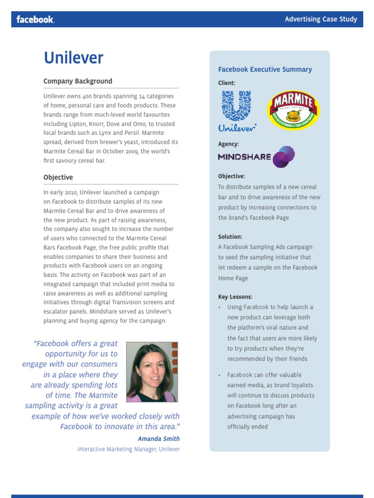 Unilever Facebook Ad Case Study | Download Free PDF | Facebook | Advertising