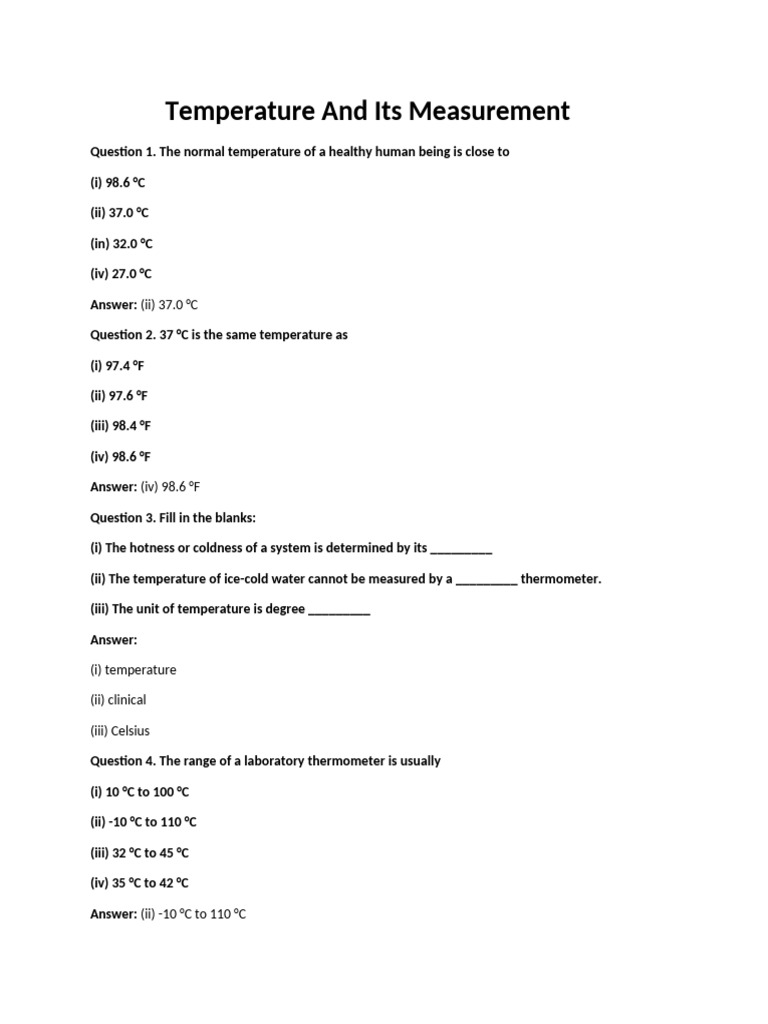 Understanding Temperature Measurement Pdf Thermometer Temperature