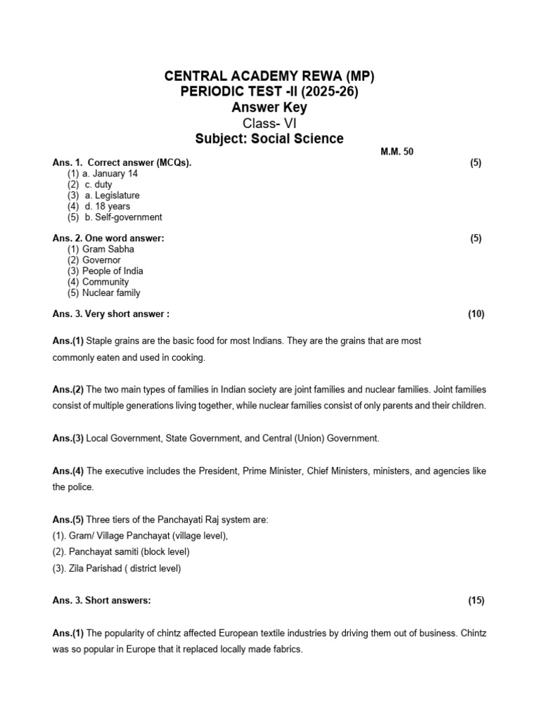 Class 6 Sst Marking Scheme | PDF | Social Psychology