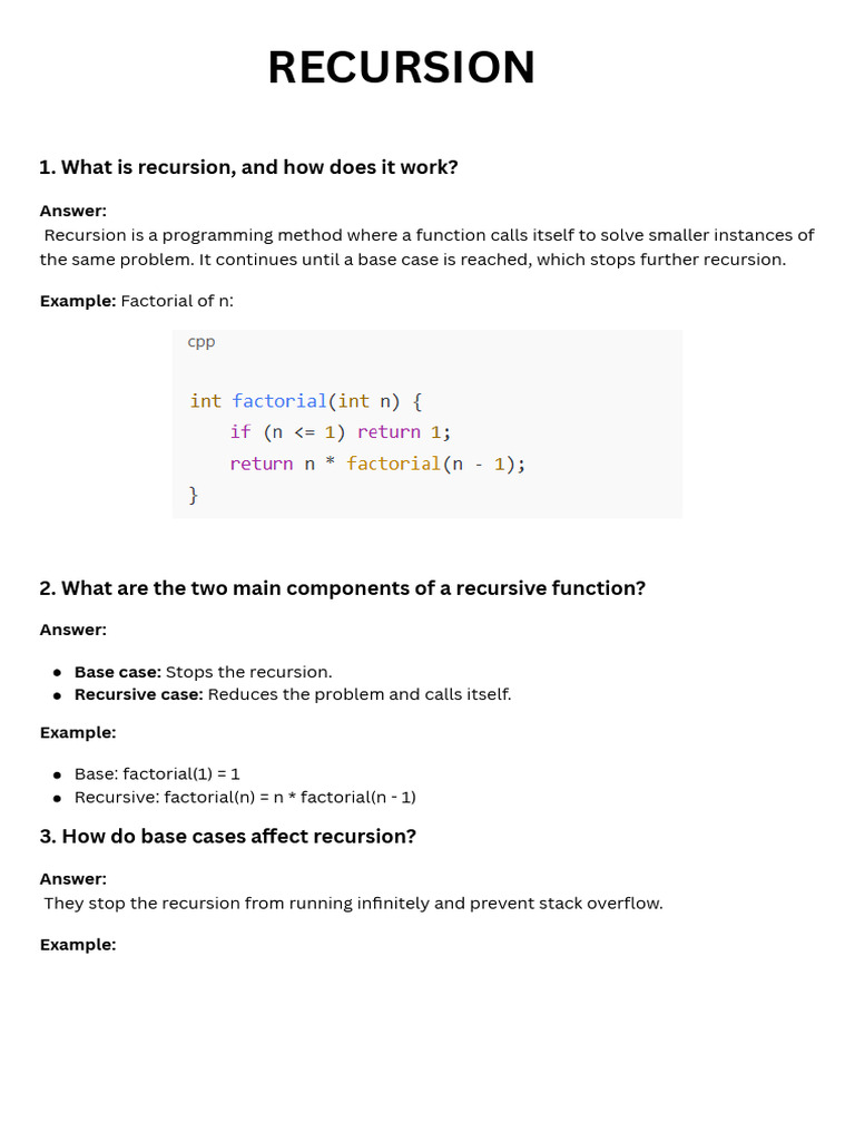 Understanding Recursion in Programming | PDF | Pointer (Computer ...