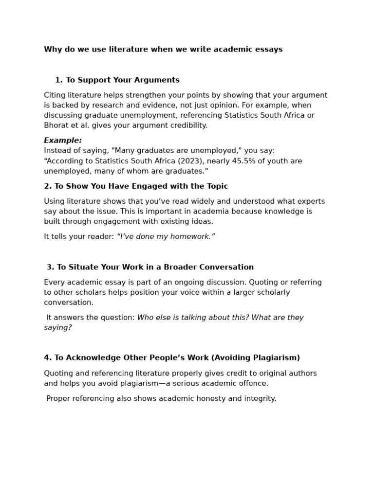 Why do we use literature when we write academic essays | PDF ...