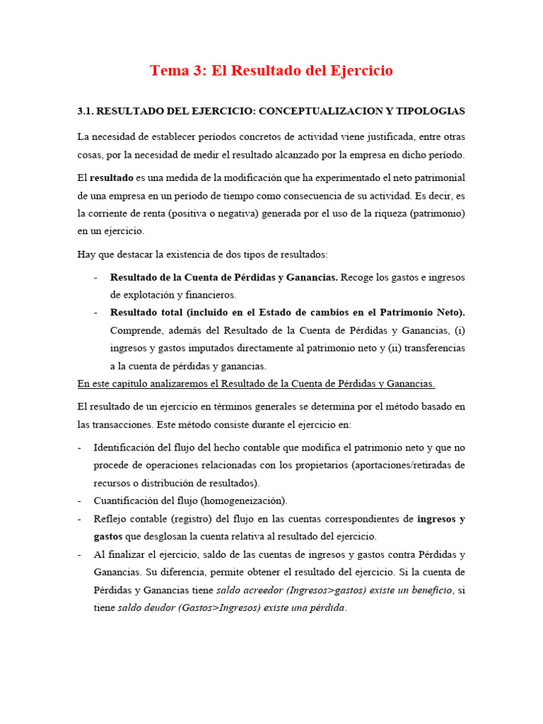 Tema 3 | PDF | Beneficio (economía) | Estado de resultados