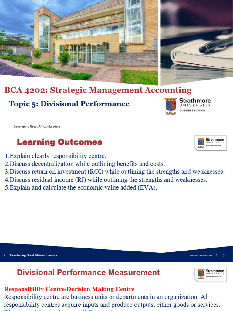 SMA Topic 5 Divisional Performance | PDF | Return On Investment ...