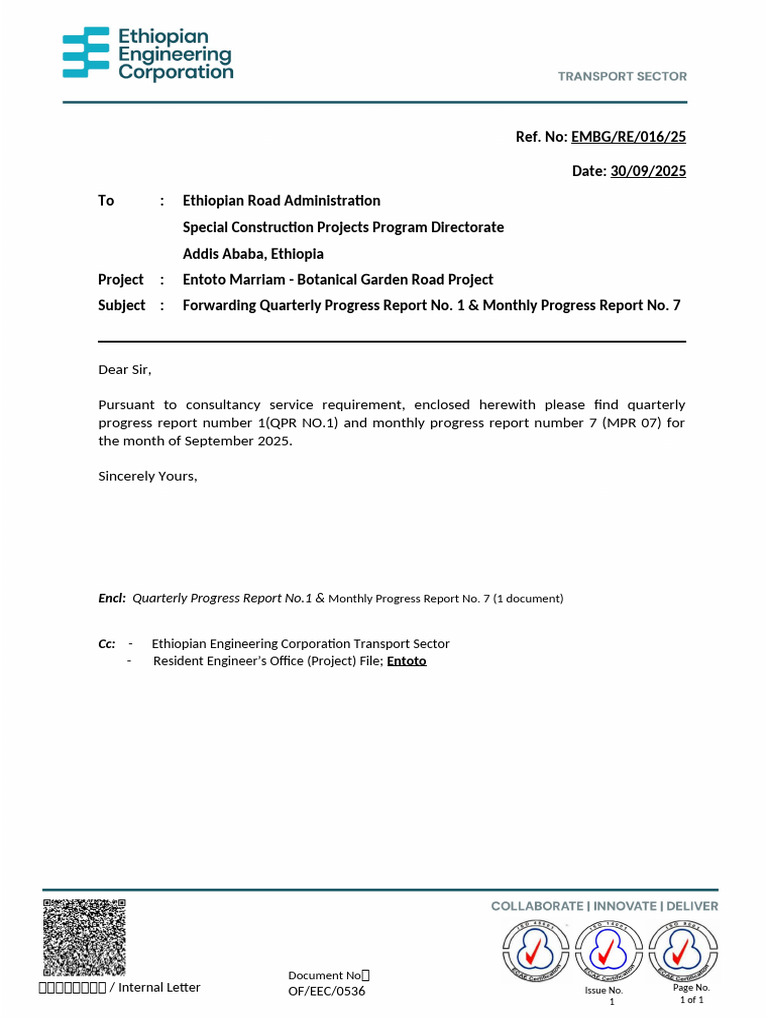 016 Forwarding Quarterly Progress Report No 1 & Monthly Progress | PDF