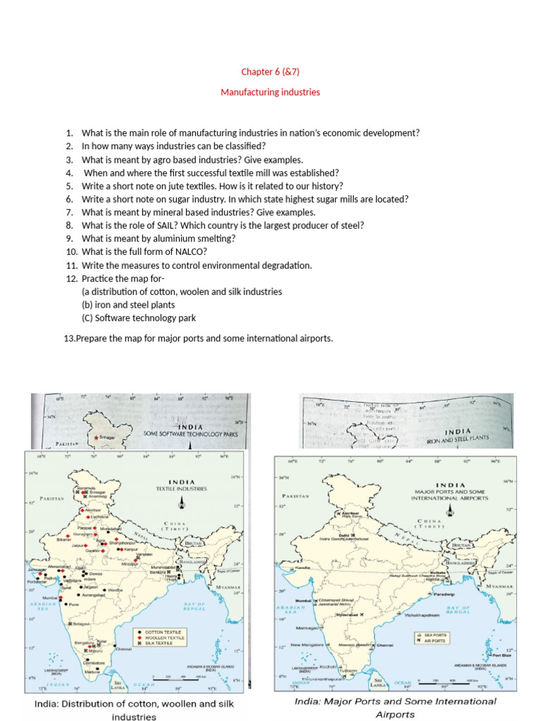 Assignment 6 (&7)Geography Class 10 | PDF