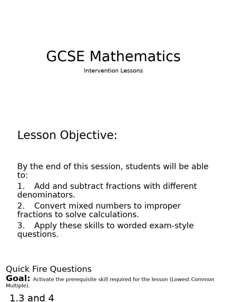 GCSE Mathematics Adding and Subtracting Fractions Presentation | PDF ...