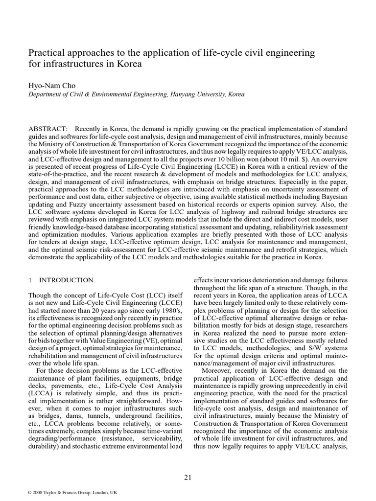 Life-Cycle Cost Analysis in Korean Civil Engineering | PDF ...