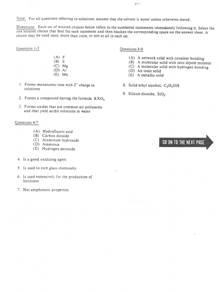 1984 AP Chem Multiple-Choice | PDF